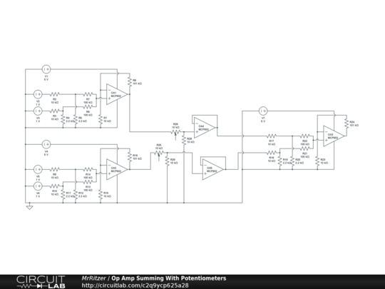 Op Amp Summing With Potentiometers - CircuitLab