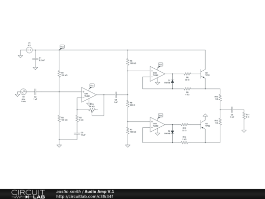Audio Amp V.1 - CircuitLab