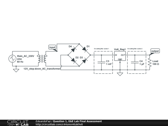 Question 1, E&E Lab Final Assessment - CircuitLab