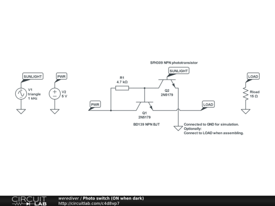 Photo switch (ON when dark) - CircuitLab