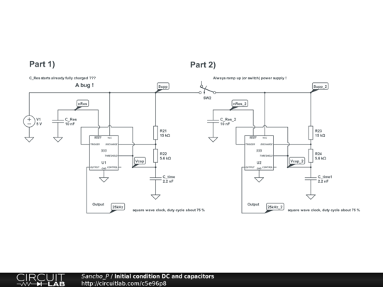 Bug Report: Initial condition DC and capacitors - CircuitLab