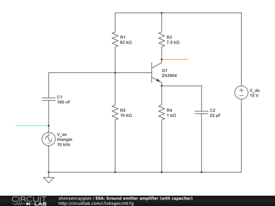 2024 E6A: Ground emitter amplifier (with capacitor) - CircuitLab
