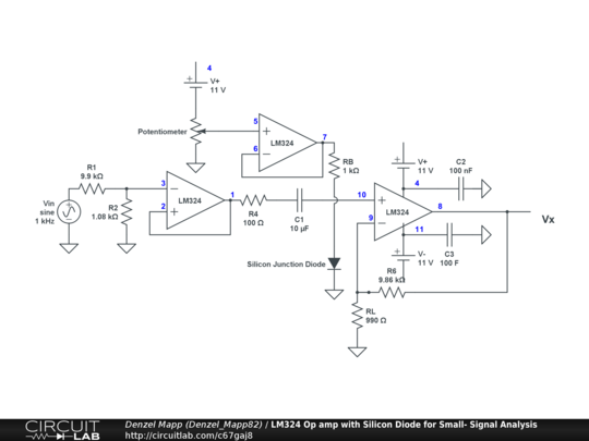 LM324 Op amp with Silicon Diode for Small- Signal Analysis - CircuitLab