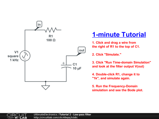 Tutorial 2 Low Pass Filter Circuitlab