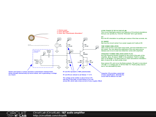 Audio Amplifier Circuit Diagram Using Bjt