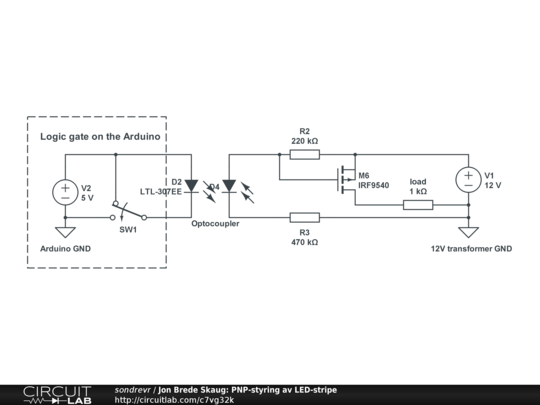 Jon Brede Skaug: PNP-styring av LED-stripe - CircuitLab