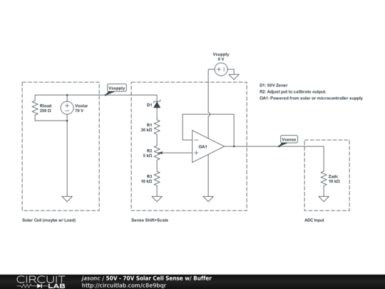 50V - 70V Solar Cell Sense w/ Buffer - CircuitLab