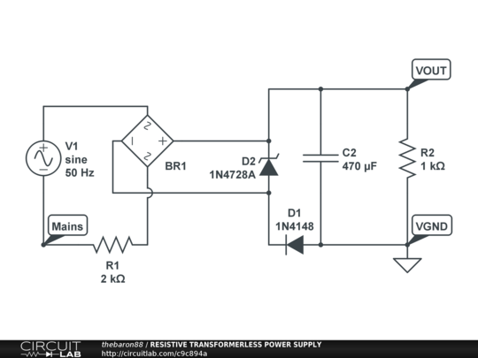 RESISTIVE TRANSFORMERLESS POWER SUPPLY - CircuitLab