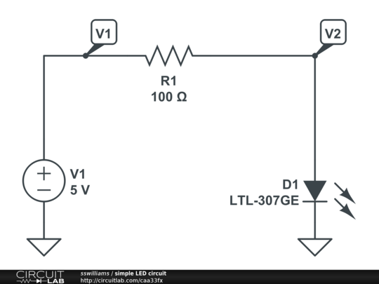 simple LED circuit - CircuitLab