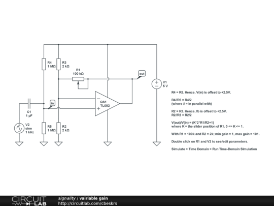 Variable Gain Circuitlab 2266