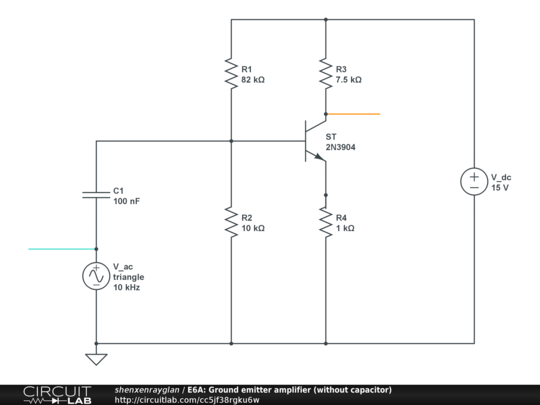 2024 E6A: Ground emitter amplifier (without capacitor) - CircuitLab
