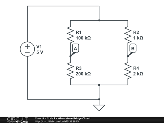 Lab 1 - Wheatstone Bridge Circuit - CircuitLab