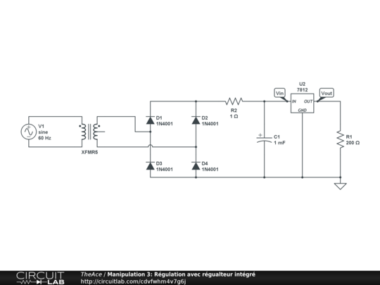 Manipulation 3: Régulation avec régualteur intégré - CircuitLab