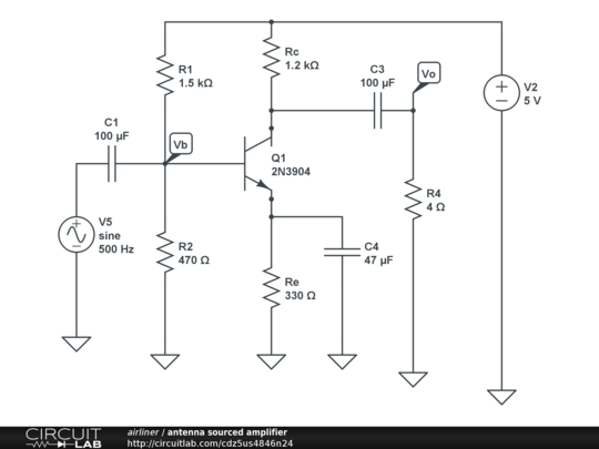 antenna sourced amplifier - CircuitLab