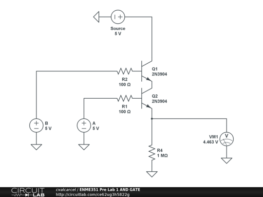 ENME351 Pre Lab 1 AND GATE - CircuitLab