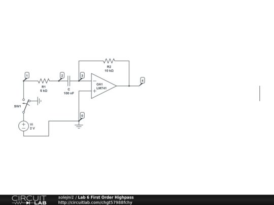Lab 6 First Order Highpass - CircuitLab