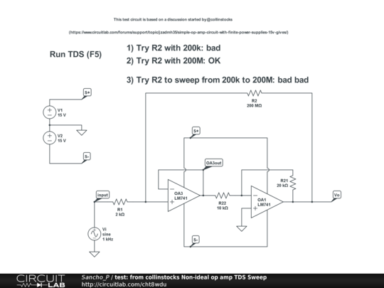 Bug Report: from collinstocks Non-ideal op amp TDS Sweep - CircuitLab