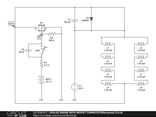 UPULSE ENGINE WITH MOSFET COMMUTATIONnnamed Circuit - CircuitLab