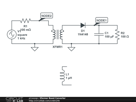 Xformer Boost Converter - CircuitLab
