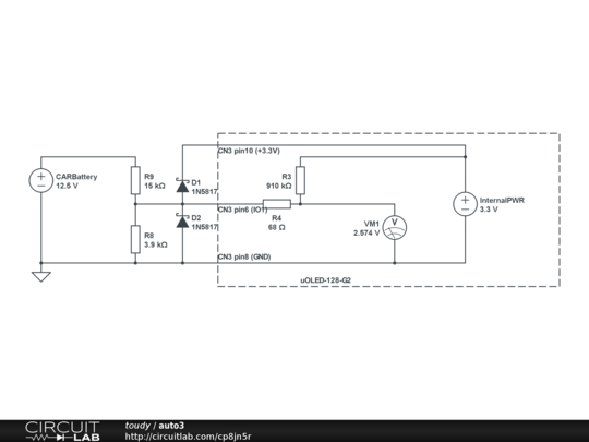 Car voltmeter based on uOLED-128-G2 - CircuitLab
