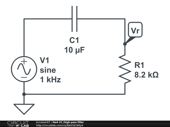 Hw4 #1 (high pass filter - CircuitLab