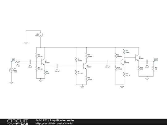 Amplificador audio - CircuitLab