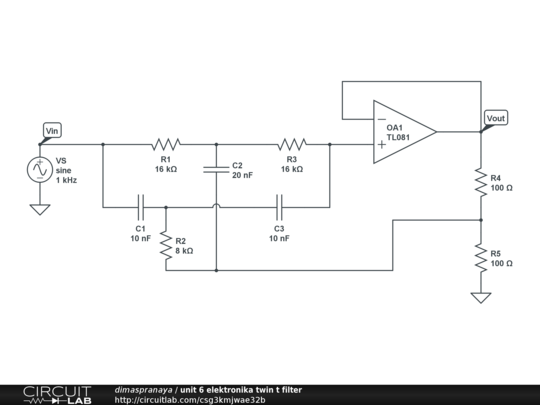 unit 6 elektronika twin t filter - CircuitLab