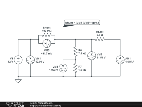 Shunt test 1 - CircuitLab