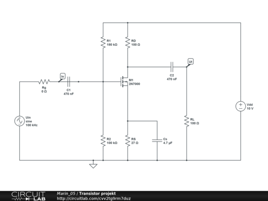 Transistor projekt - CircuitLab