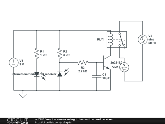 motion sencor using ir transmitter and receiver - CircuitLab