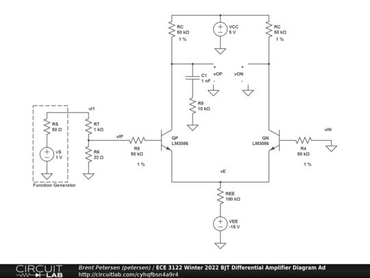 ECE 3122 Winter 2022 BJT Differential Amplifier Diagram Ad - CircuitLab